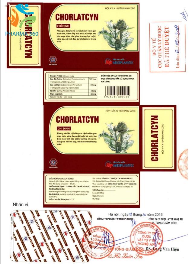 Hướng dẫn sử dụng thuốc viên nang cứng Chorlatcyn Mediplantex