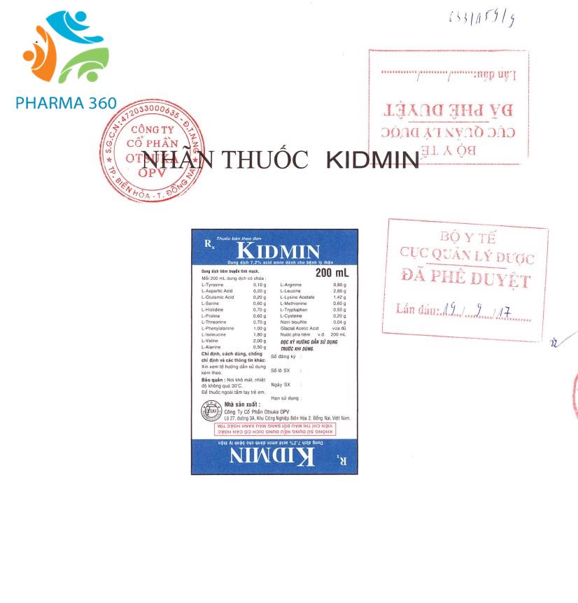 Hướng dẫn sử dụng Dung dịch tiêm truyền tĩnh mạch KIDMIN