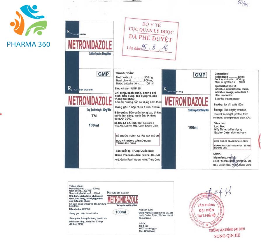 Hướng dẫn sử dụng dung dịch tiêm truyền Metronidazole Solution Injection
