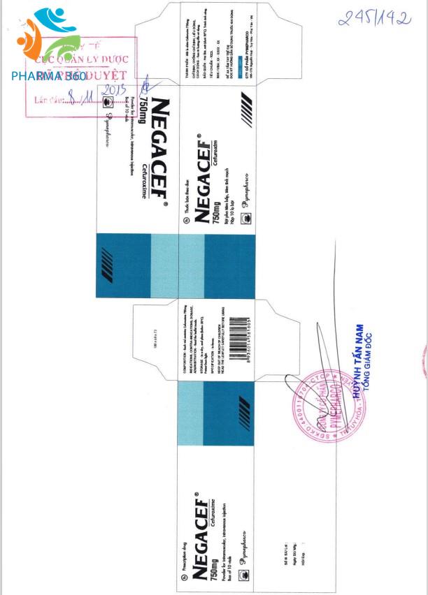 Hướng dẫn sử dụng thuốc bột pha tiêm NEGACEF 750mg (Cefuroxim 750 mg)