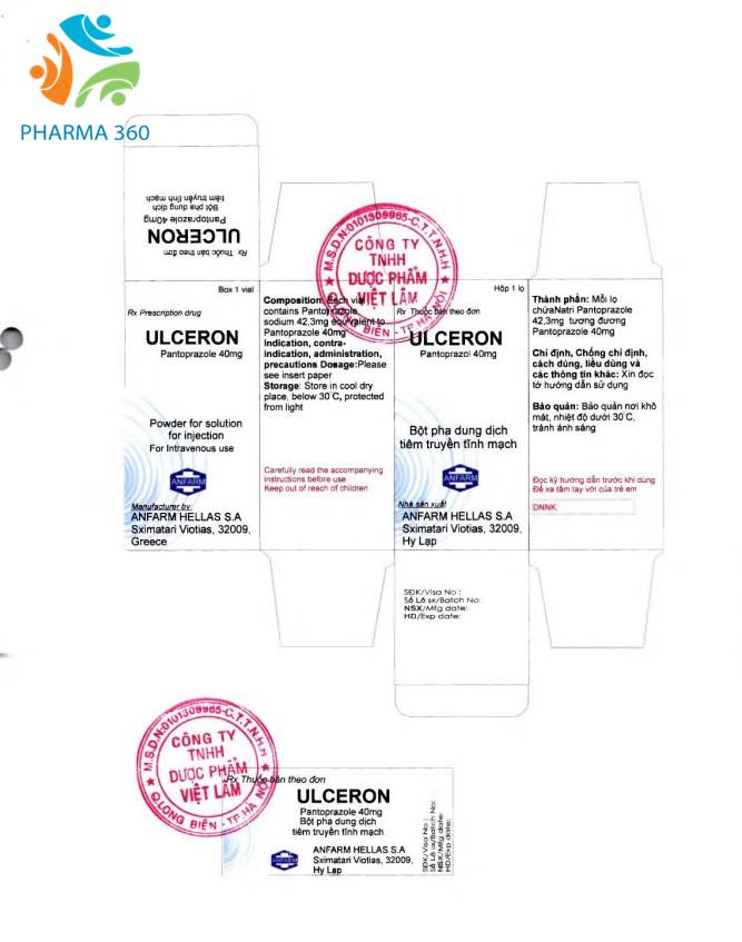 Hướng dẫn sử dụng thuốc ULCERON - Bột pha dung dịch tiêm truyền tĩnh ...